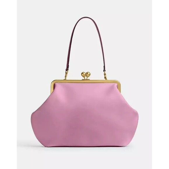 Coach | Bags | Coach Big Large Kisslock Rose Kiss Lock Pink Frame Bag ...
